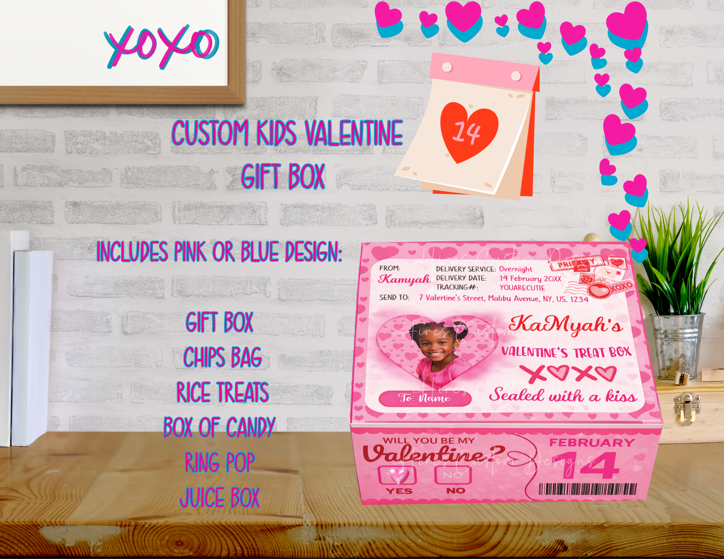 Custom Kids Valentine Gift Box – Hires Custom Designs